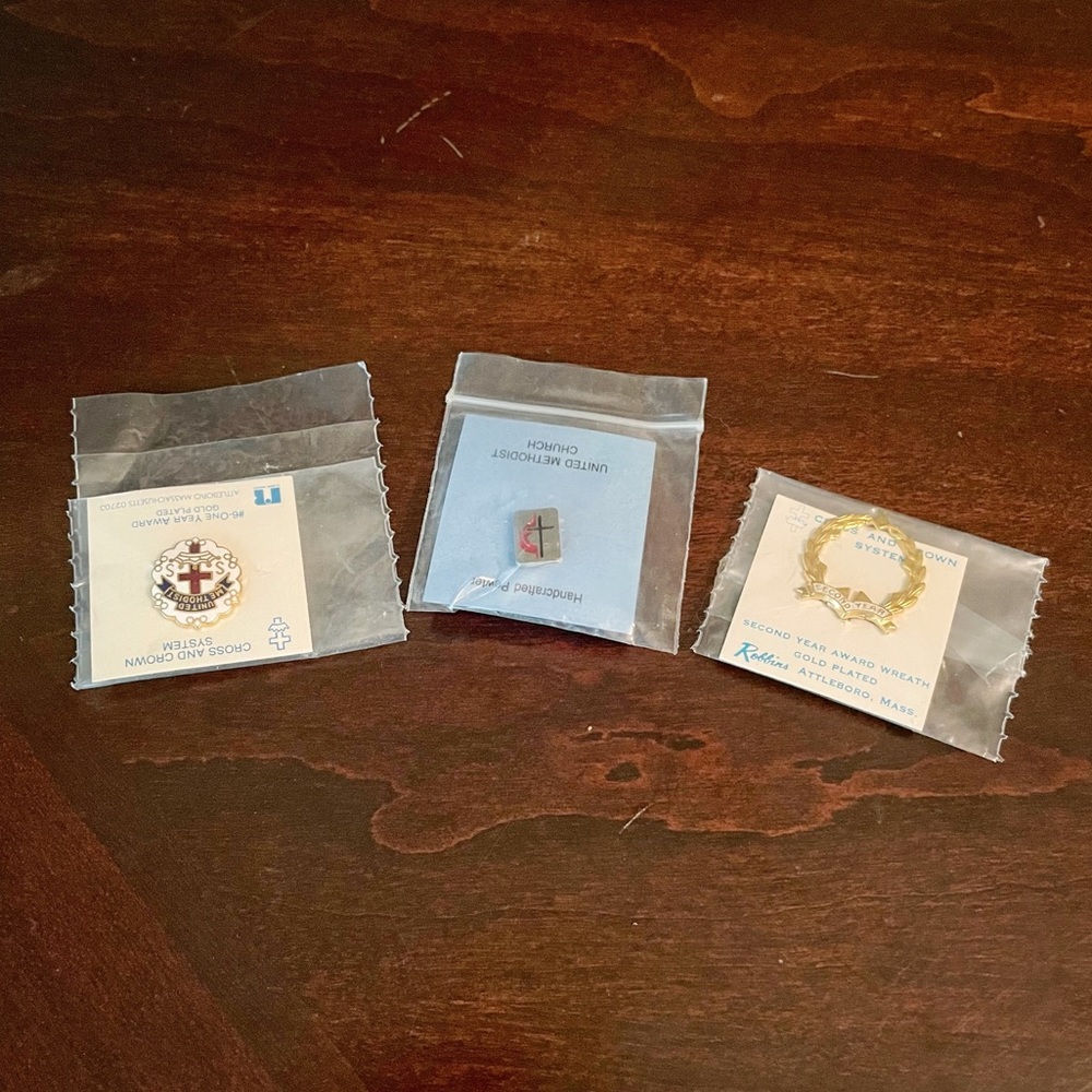 Vintage United Methodist Sunday School Pins Gold Plat… - Gem